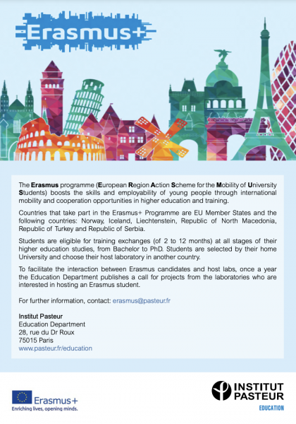 Programme Erasmus + | Institut Pasteur